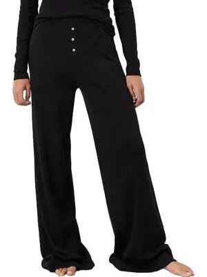 PACT Dream Rib Wide Leg Lounge Pant - Black