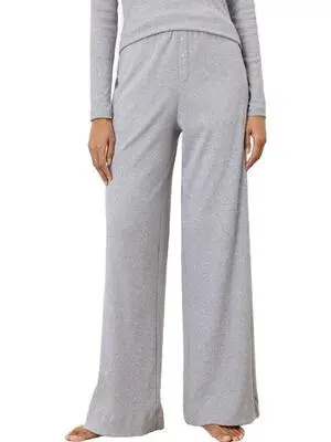 PACT Dream Rib Wide Leg Lounge Pant - Heather Grey