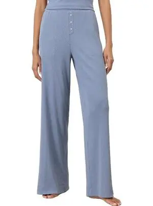 PACT Dream Rib Wide Leg Lounge Pant - Iris Blue