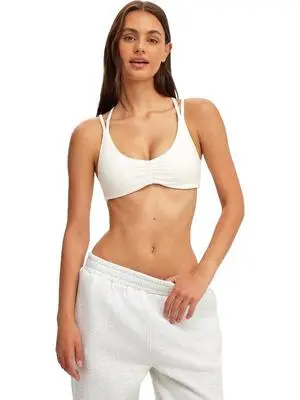 Cotton:on Active Ultra Soft Scrunch Front Strappy Crop - Coconut Milk