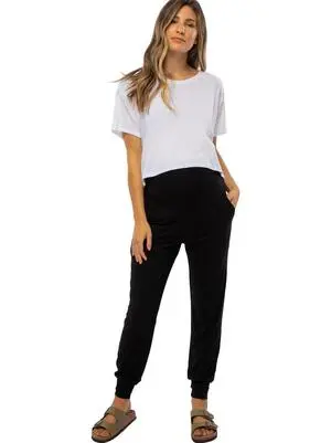 PINKBLUSH Maternity Band Jogger Pants - Black