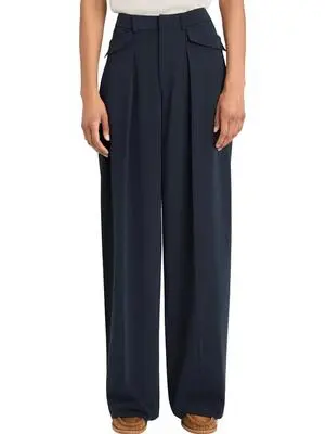 Cinq À Sept Leora Pleated Wide Leg Pants - Navy