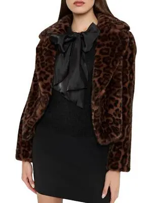 MILLY Arya Faux Fur Jacket - Brown Mult
