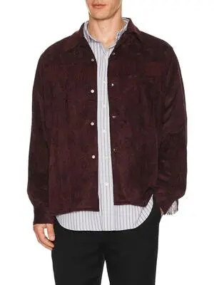 Needles Fringe Open Collar Shirt Rayon Corduroy - Burgundy