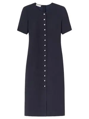 Lafayette 148 New York Cotton Tweed Midi Dress - Blue Ink