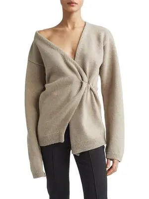 RÓHE Safety Pin Wool And Cashmere Wrap Cardigan - Light Taupe