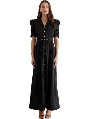 AQUA BLU AUSTRALIA Eloise Linen-silk Maxi Dress - Fonce