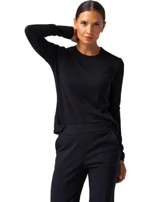 FRANNE GOLDE Structured Knit Long Sleeve Tee - Black