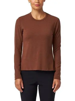 FRANNE GOLDE Structured Knit Long Sleeve Tee - Chestnut