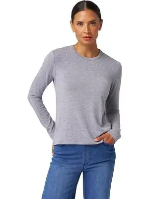 FRANNE GOLDE Structured Knit Long Sleeve Tee - Heather Grey
