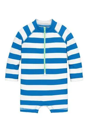 PRIMARY One-piece Rashguard Swimsuit - Blueberry/white Stripe