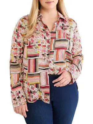 NIC+ZOE Colorweave Button-up Top - Pink Multi