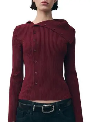 Mango Almansa Shawl Collar Cardigan - Red