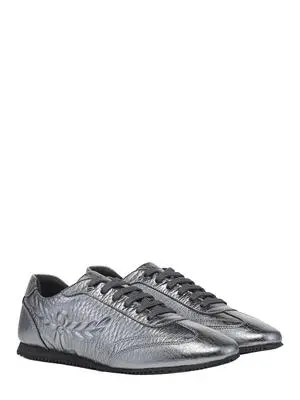 Mcm Federlite Laurel Metallic Leather Sneakers - Silver