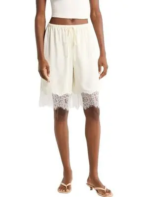 Staud Verano Silk & Lace Shorts - White