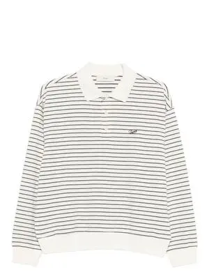 DUNST Striped Cotton Polo Shirt - White