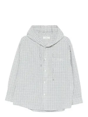 DUNST Checked Hooded Shirt - Beige