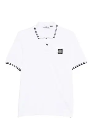 Stone Island Logo Cotton Polo Shirt - White