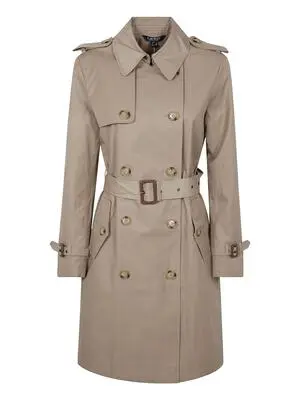 Ralph Lauren Trench Coat With Logo - Beige