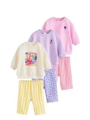 NEXT Sweatshirt & Leggings Set Pink/purple/yellow Multi