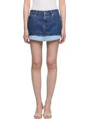 7 For All Mankind Layered Denim Mini Skirt - Shadow