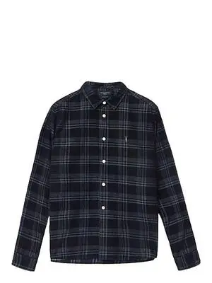 ALLSAINTS Rockley Logo-embroidered Checked Cotton Shirt - Surge Black
