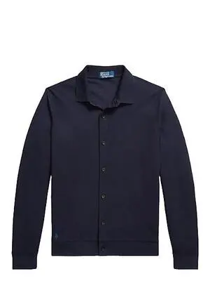 Polo Ralph Lauren Brand-embroidered Mesh-texture Cotton Cardigan - Navy