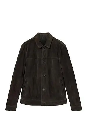ALLSAINTS Nates Suede Button-down Jacket - Tanner Black