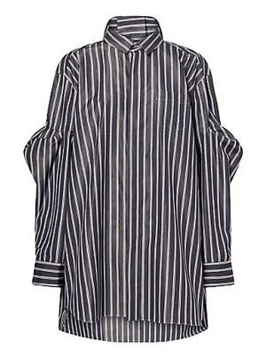 Sacai Pinstripe Oversized Cotton-blend Shirt - Navy Stripe