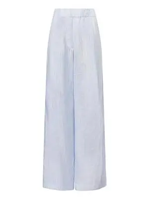 Dries Van Noten Pila Pinstripe Satin-crepe Trousers - Light Blue