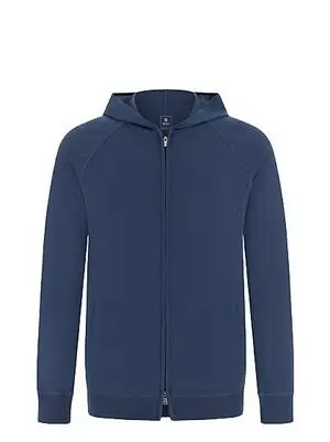 Boggi Milano Superfine Full-zip Wool Hoodie - Air-blue