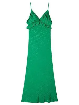 Sandro V-neck Jacquard Maxi Dress - Green