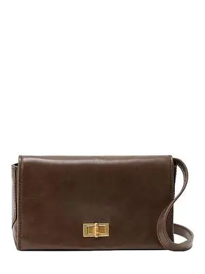 REISS Leather Shoulder Bag - Taupe