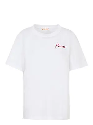 Marni Flocked Logo Regular-fit Cotton T-shirt - Low01