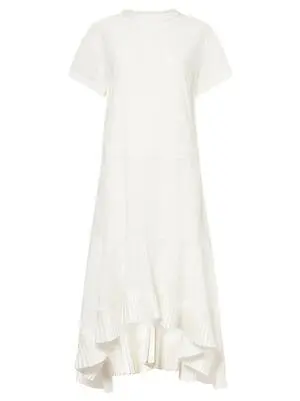 Sacai Cotton Pleated Midi Dress - Off White