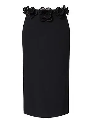 David Koma Floral-embroidered Woven Midi Skirt - Black