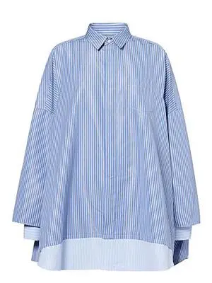 Sacai Pinstripe Oversized Cotton-blend Shirt - Blue Stripe