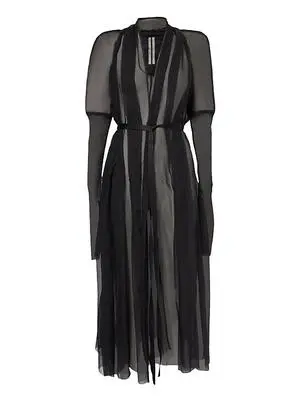 Rick Owens Belted Silk Coat - Black