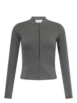THE COUTURE CLUB Stretch-cotton Long-sleeve Top - Charcoal