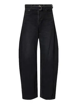 Sacai Belted Barrel-leg Denim Jeans - Blue
