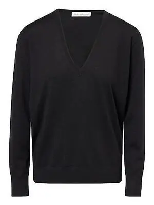 Dries Van Noten Relaxed V-neck Merino Wool Jumper - Black