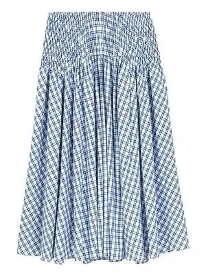 Maje Checked Rhinestone-embellished Cotton Maxi Skirt - Blue Check Print
