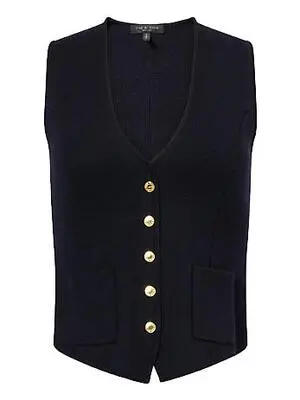 Rag & Bone Portia V-neck Wool Vest - Navy