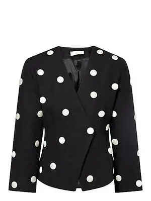 DESTREE Aloise Polkadot Cotton Blazer - Black And White