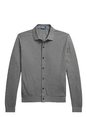 Polo Ralph Lauren Brand-embroidered Honeycomb-mesh Cotton Cardigan - Grey Htr