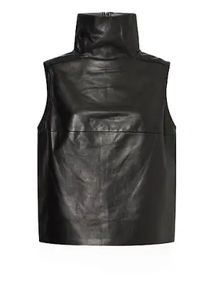 Rick Owens High-neck Sleeveless Leather Top - Black