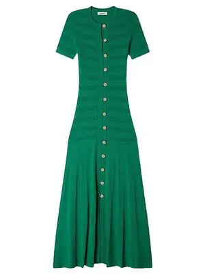 Sandro Short-sleeved Knitted Maxi Dress - Emeuraude Green