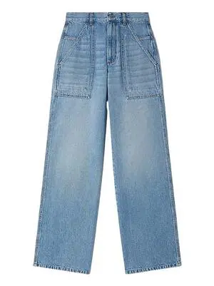 Sandro Wide-leg High-rise Faded Denim Jeans - Blue Jean
