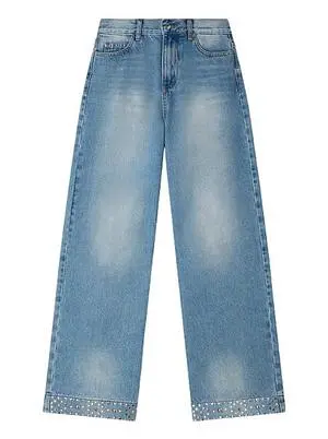 Sandro Rhinestone-embellished Wide-leg Jeans - Blue Jean