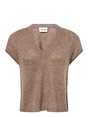 ME+EM V-neck Cap-sleeved Top - Hazelnut